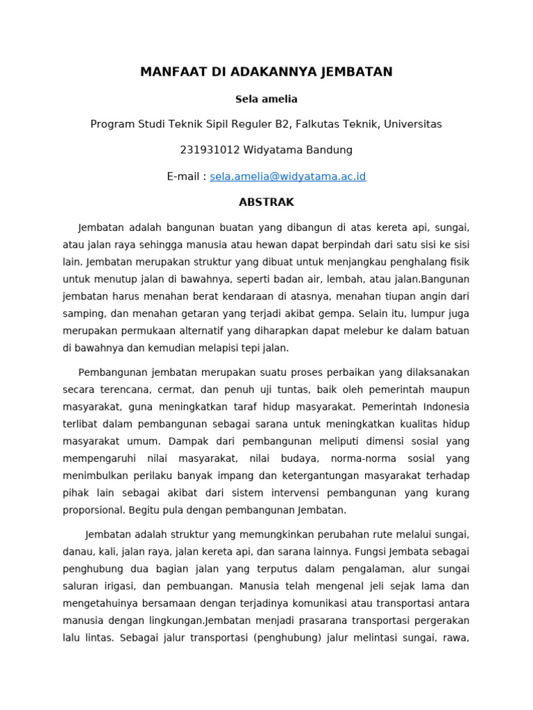 Sela Amelia - Teknik Sipil RegB - Artikel Ilmiah UAS | PDF