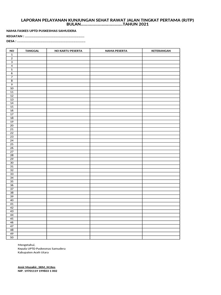 Form Kunjungan Sehat | PDF