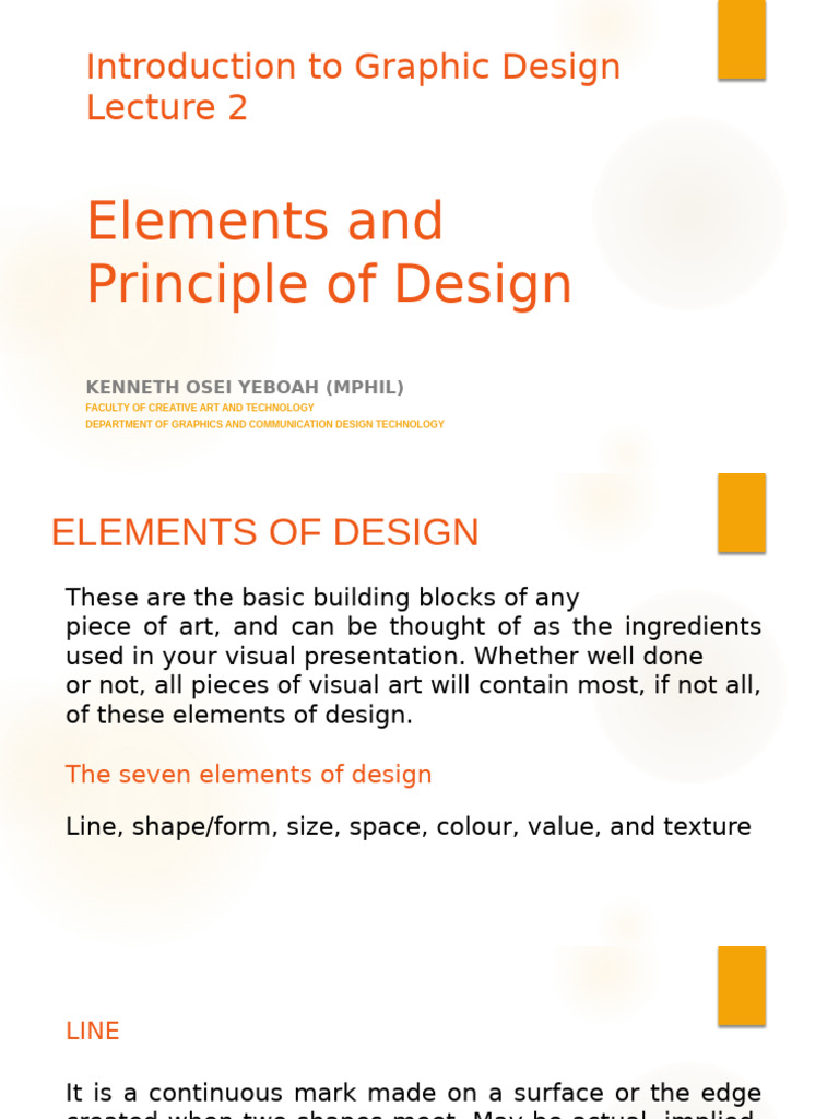 Lecture 2 Princiles and Elements | PDF | Composition (Visual Arts) | Shape