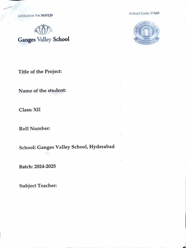 Ganges Valley School Project Certificate | PDF