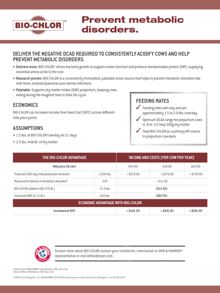 BIO-CHLOR Product Summary 02 | PDF | Milk | Cattle