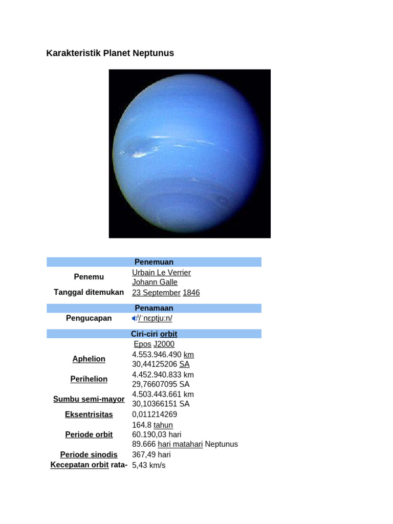 Karakteristik Planet Neptunus | PDF