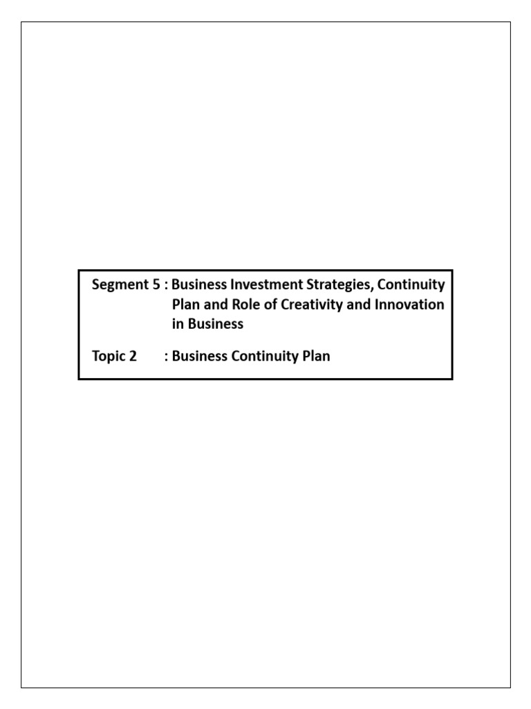 Unit 5 (B) - Business Continuity Plan | PDF | Risk | Business