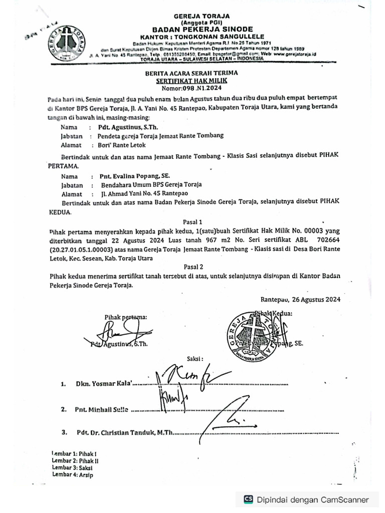 Sertifikat Tombang Bori | PDF