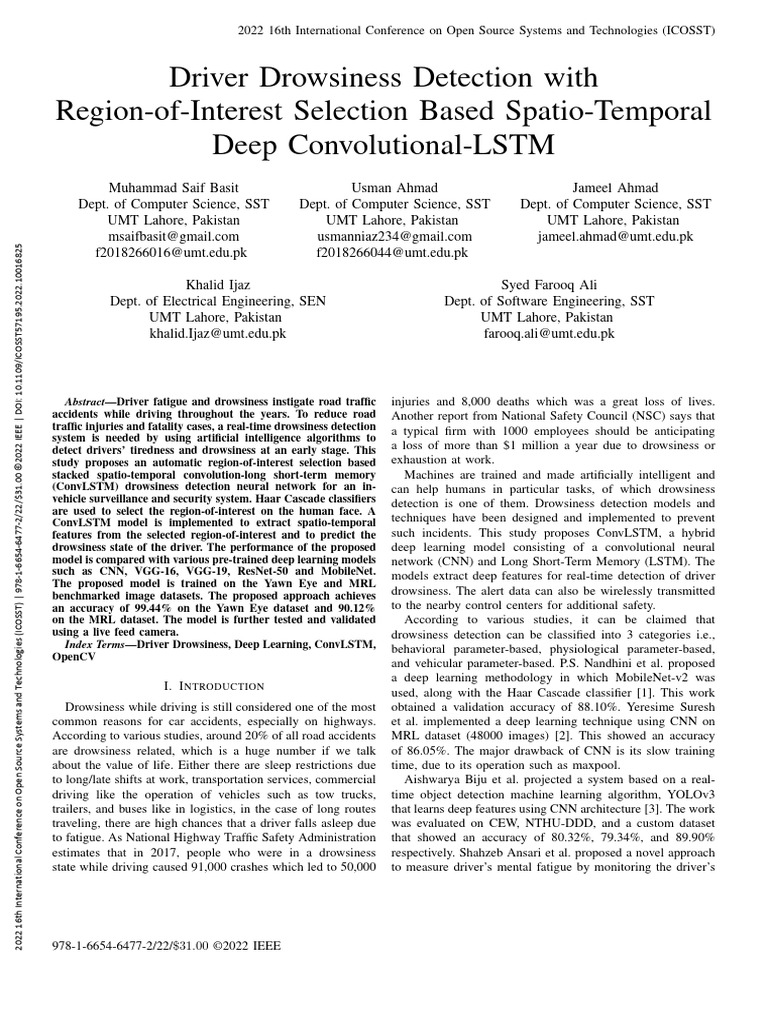 Driver Drowsiness Detection With Region-Of-Interest Selection Based Spatio-Temporal Deep ...