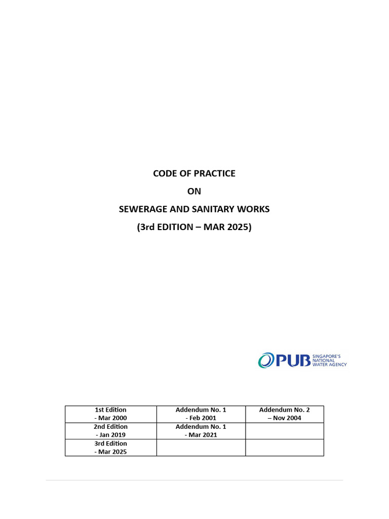 Code of Practice On Sewerage and Sanitary Works 3rd Edition Mar 2025 ...