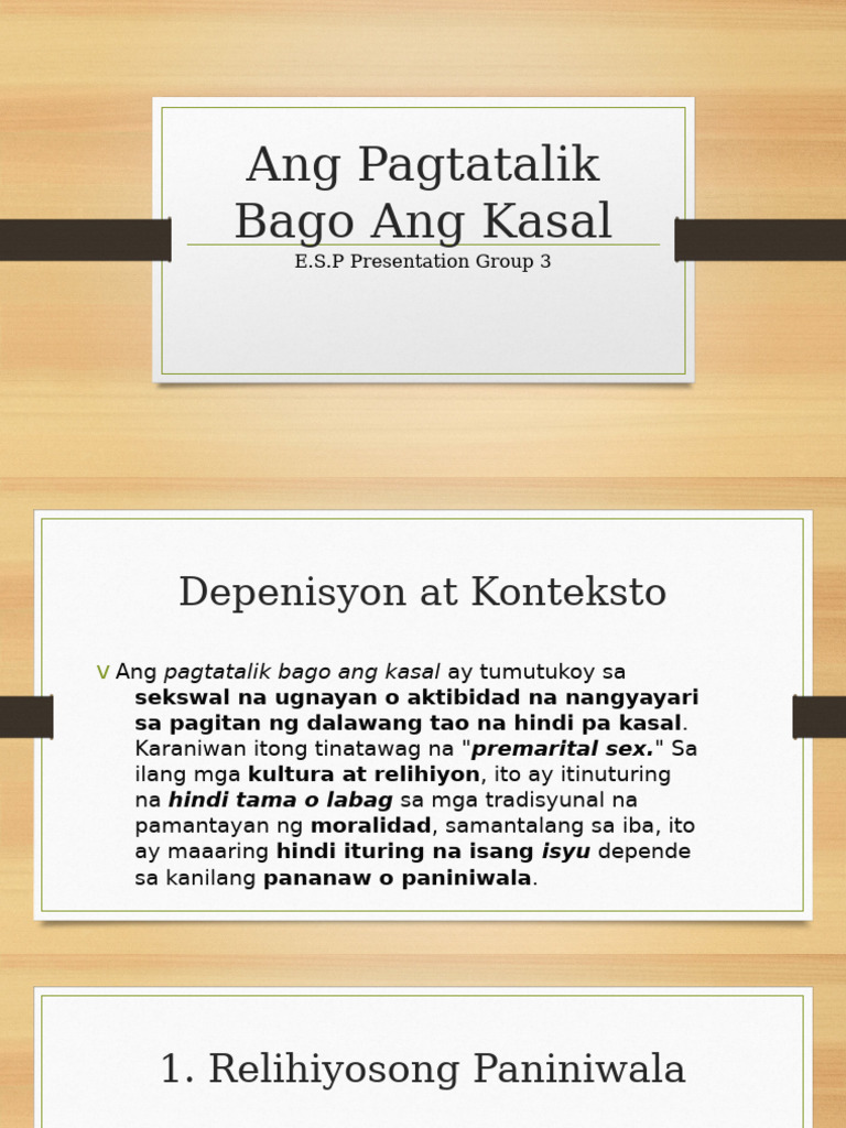 Ang Pagtatalik Bago Ang Kasal - Group 3 | PDF