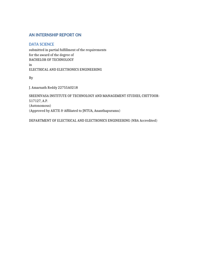 Full Data Science Internship Report | PDF | Data Science | Computing