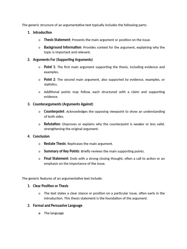 Structure of Argumentative Texts | PDF