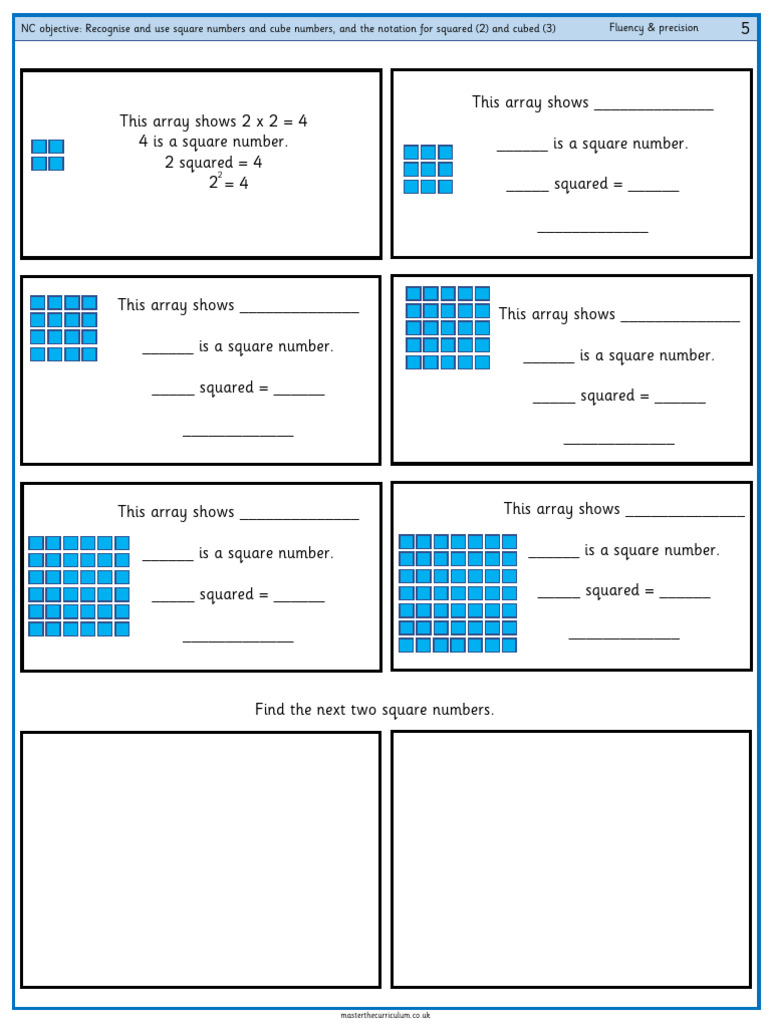 Recognise and Use Square Numbers and Cube Numbers and The Notation For ...