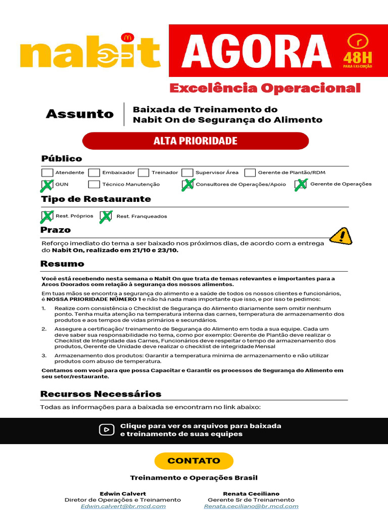 Treinamento Nabit On: Segurança Alimentar | PDF