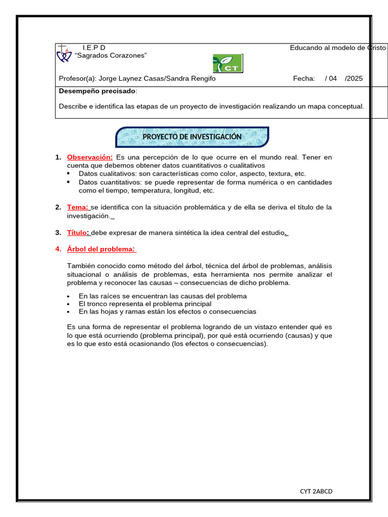 Pasos de Un Proyecto de Investigacion 2abcd | PDF | Plantas ...