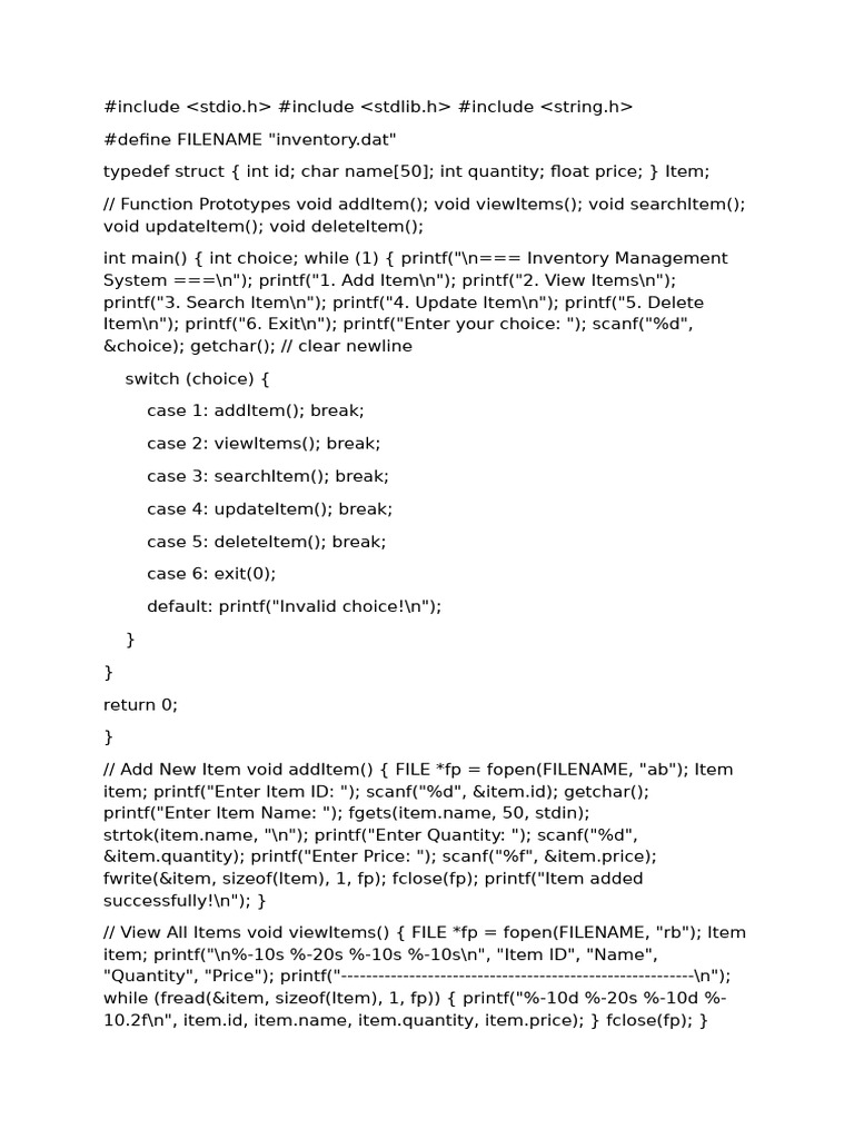 Inventory Management System Code | PDF | Software Development ...