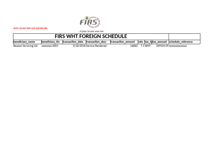 Sample Template WHT Foreign | PDF