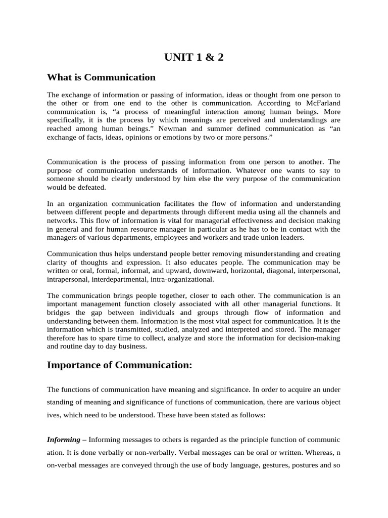 Communication Skills-II UNIT 1 & 2 | PDF | Nonverbal Communication | Communication