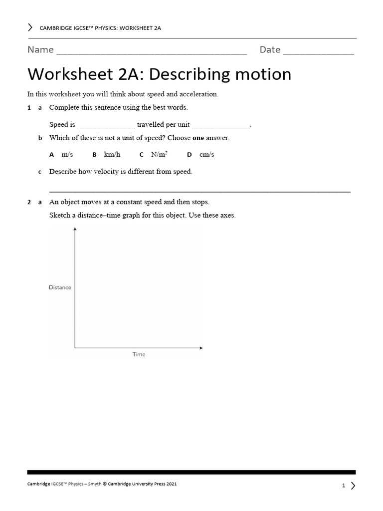Igcse Physics 3ed TR Ws 2a | PDF