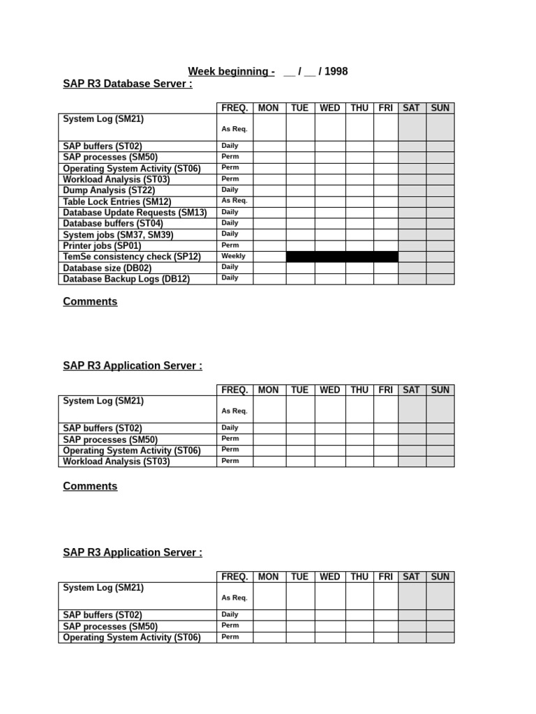 SAP R3 Daily Checklist | PDF