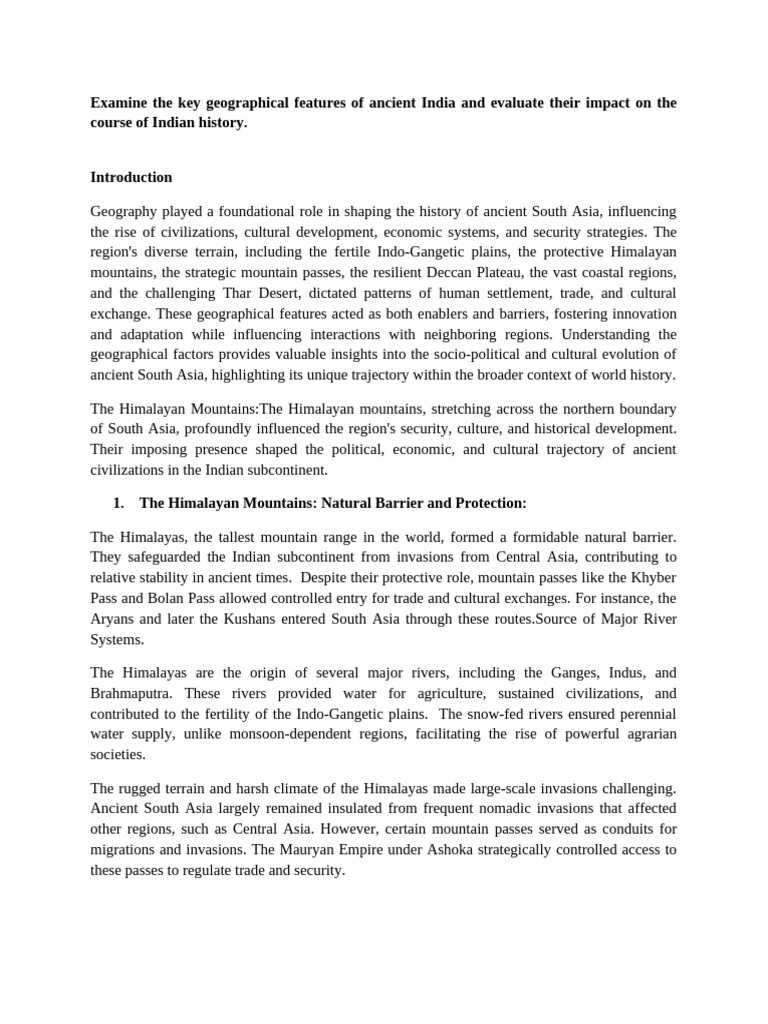 Geographical Features of Ancient India | PDF | South Asia | Himalayas