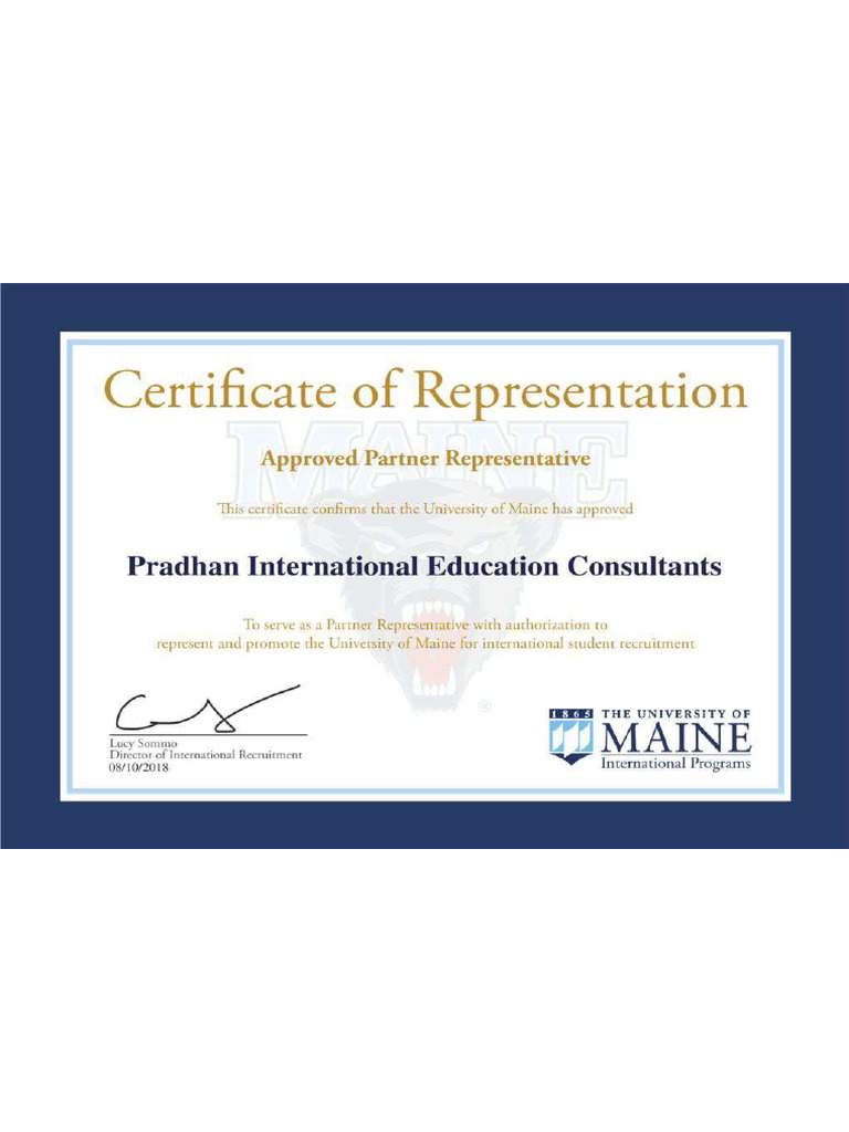 UMaine Certificate of Representation PIEC 1024x724 | PDF