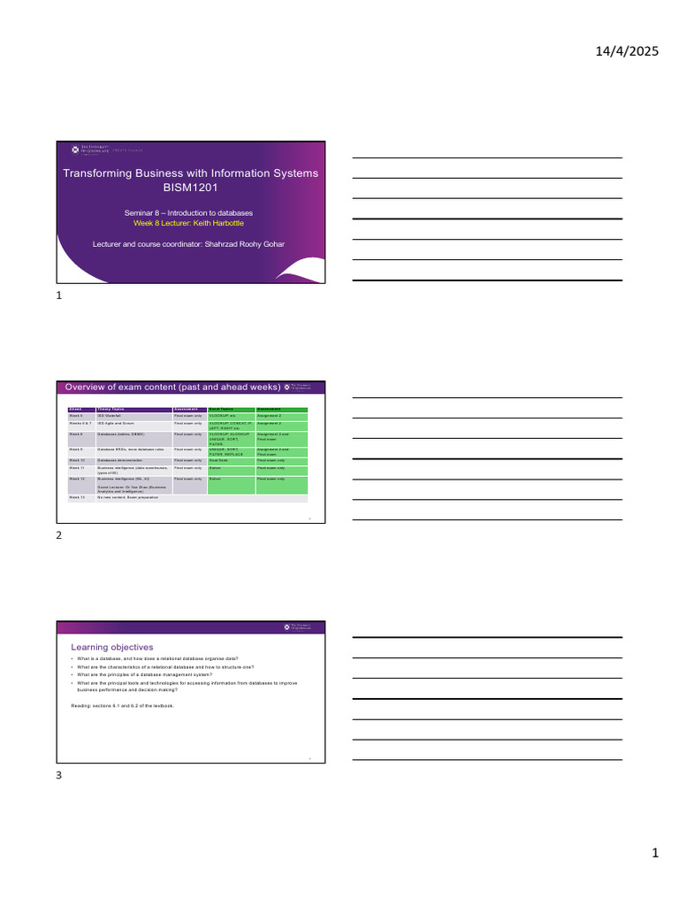 Lecture 8 Introduction To Databases (Updated) | PDF | Relational Model ...