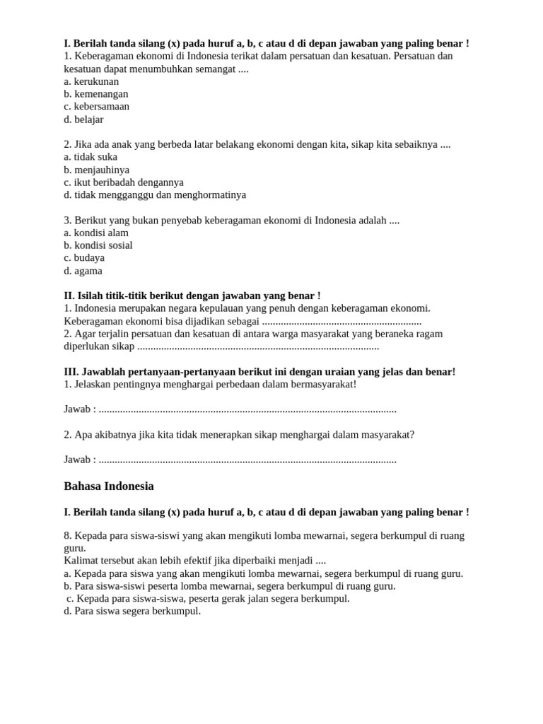 Soal Ulangan Tema 4 Kls 6 | PDF