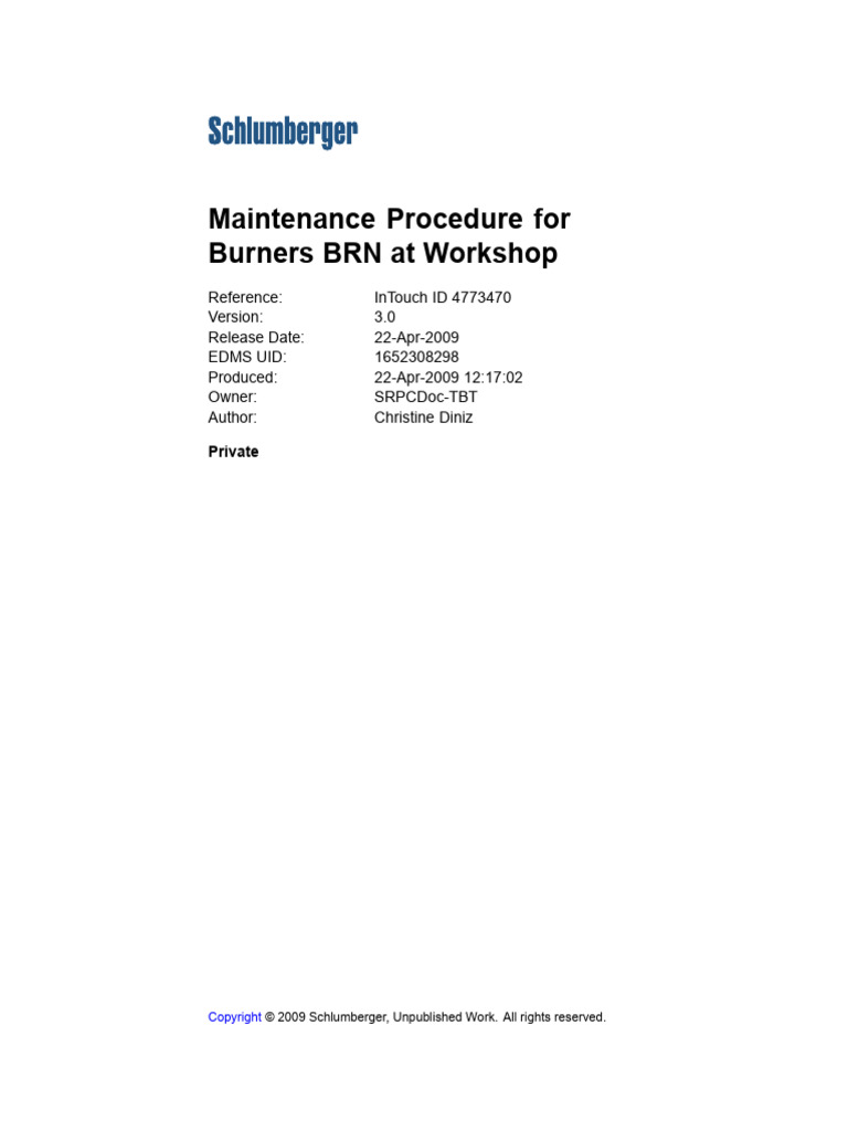 Maintenance Procedure for Burners at Workshop | PDF
