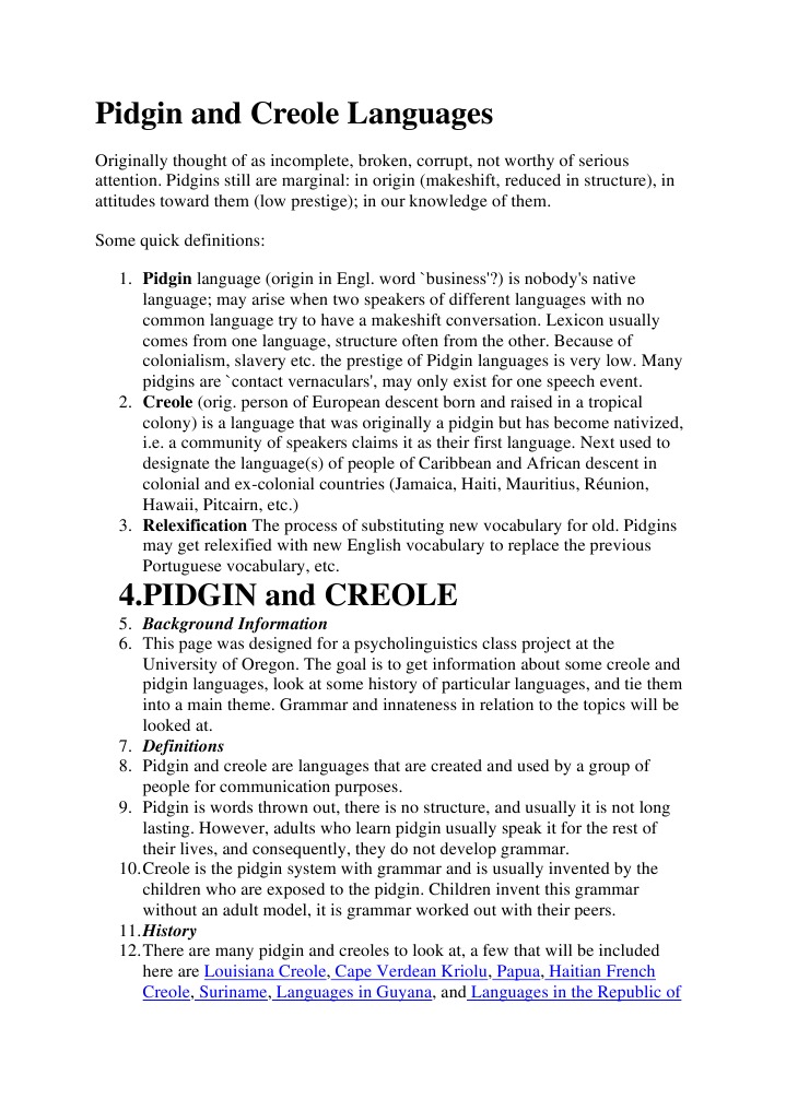Pidgin and Creole Languages | PDF | Sociolinguistics | Semiotics