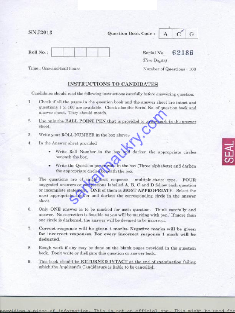 Nursing Job Question Paper | PDF