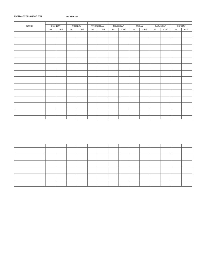 Escalante TLS Group DTR Schedule | PDF