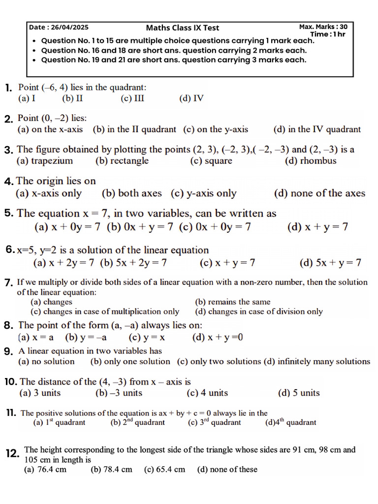 test Class test 9 | PDF