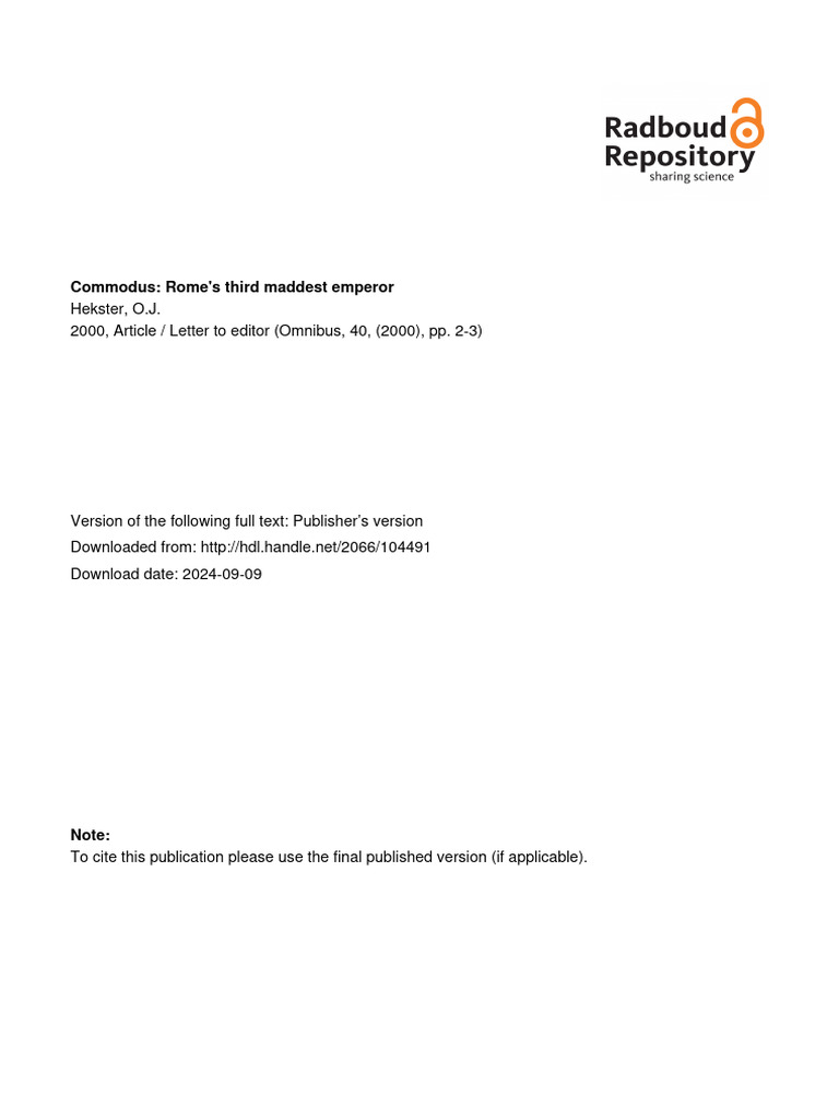 Commodus Romes Third Maddest Emperor | PDF | Roman Imperial Dynasties