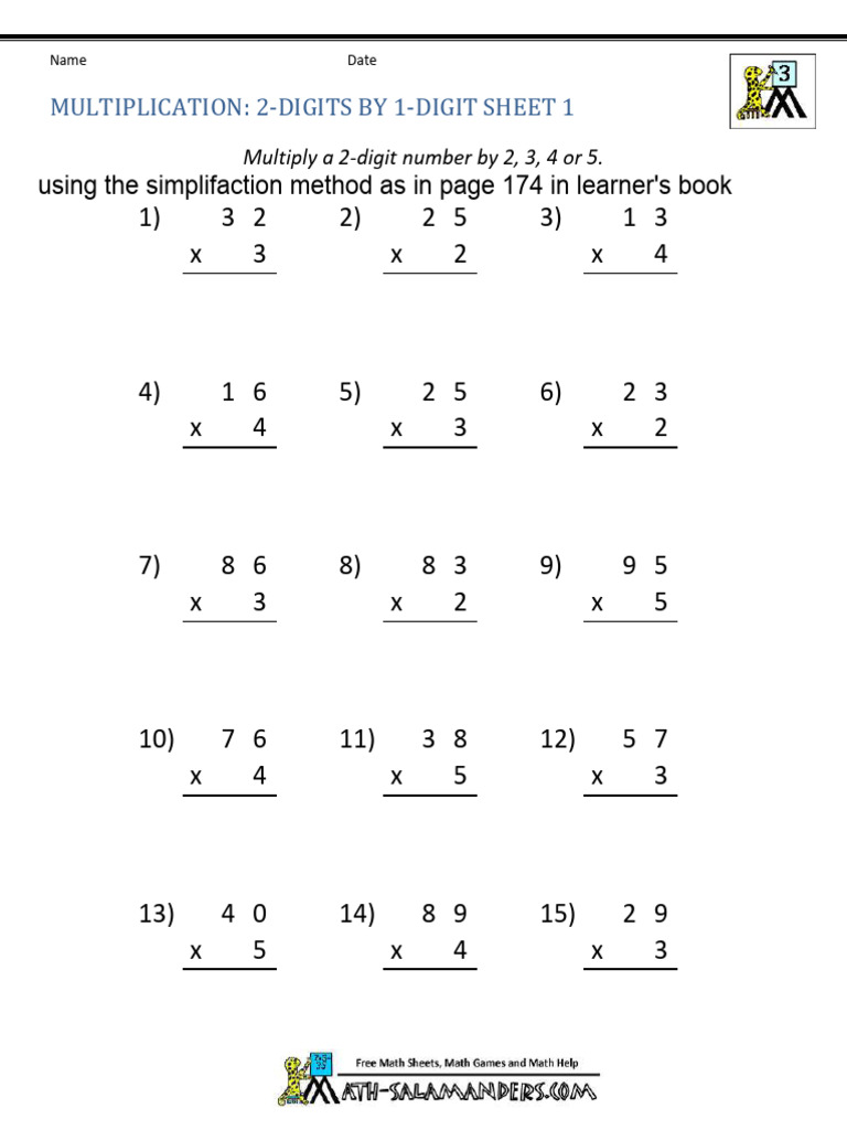 Simplifying Multiplication-2-Digits-By-1-Digit-1 | PDF