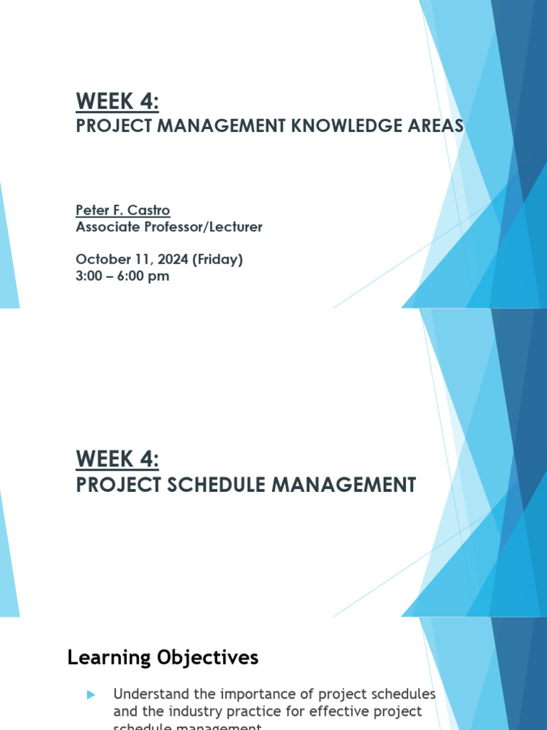WEEK-4 3 Project-Schedule-Management PCM | PDF | Project Management ...