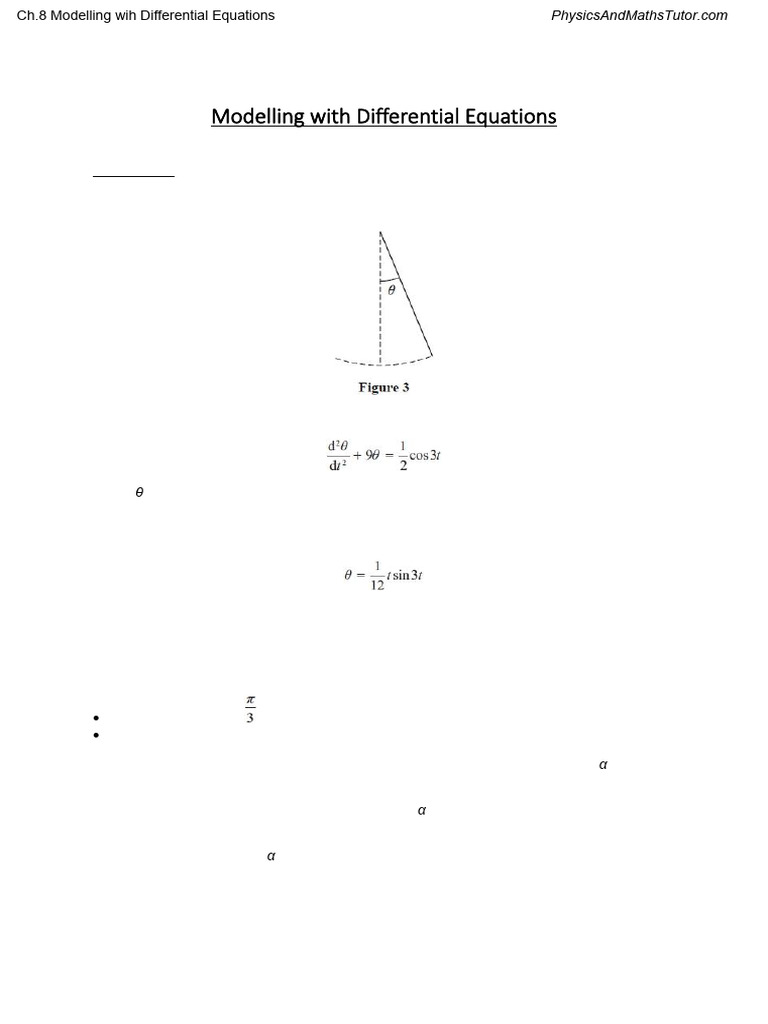 Ch.8 Modelling Wih Differential Equations | PDF | Pendulum | Dose (Biochemistry)