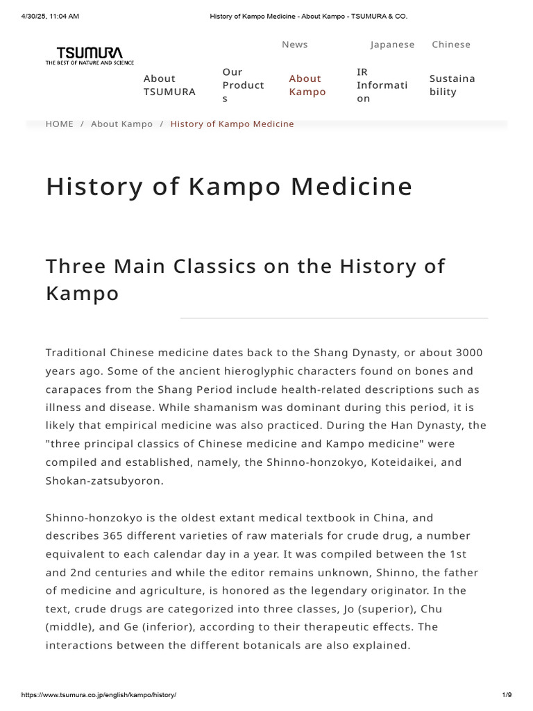 History of Kampo Medicine - About Kampo - TSUMURA & CO | PDF | Medicine ...