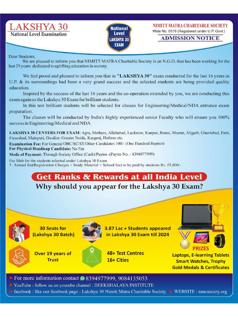 Lakshya 30 Exam | PDF