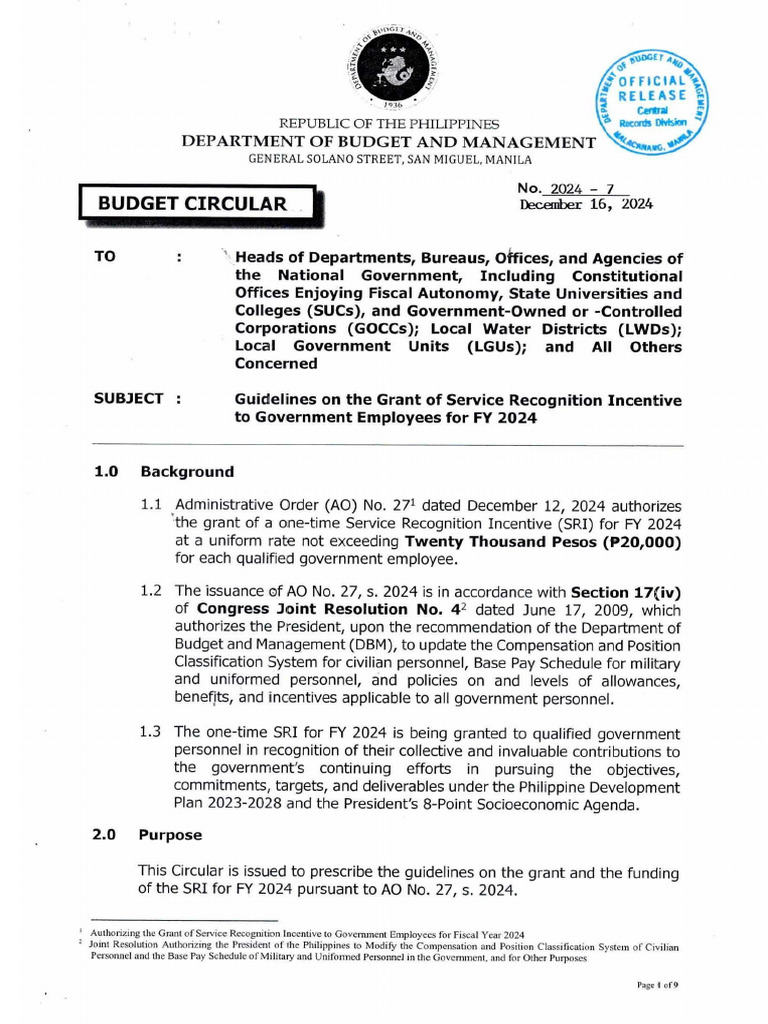 Budget Circular No 2024 7 | PDF