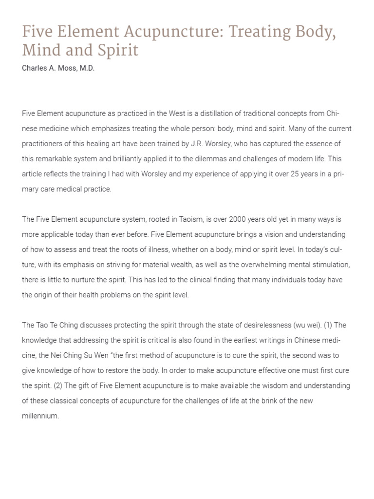 Five Element Acupuncture Explained | PDF | Yin And Yang | Qi