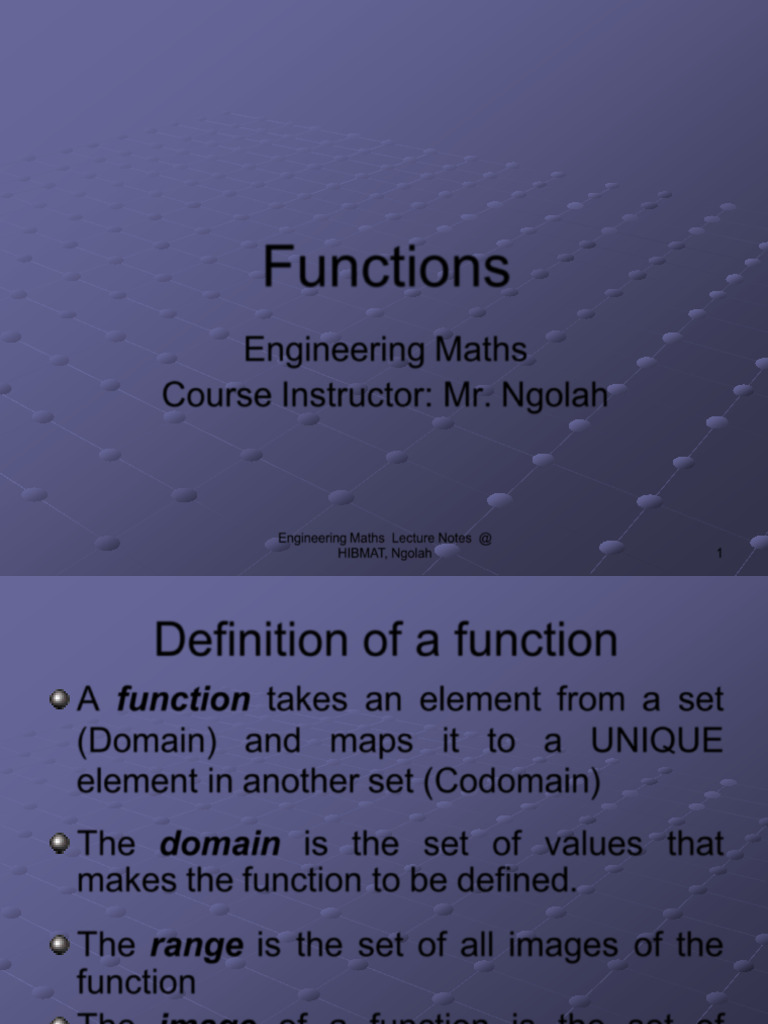 Engineering Maths - Function Part 1 | PDF | Function (Mathematics) | Analysis