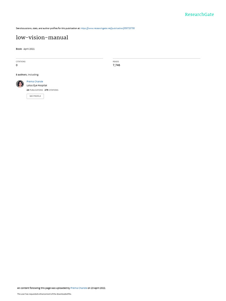 Low Vision Manual | PDF | Visual Impairment | Optometry