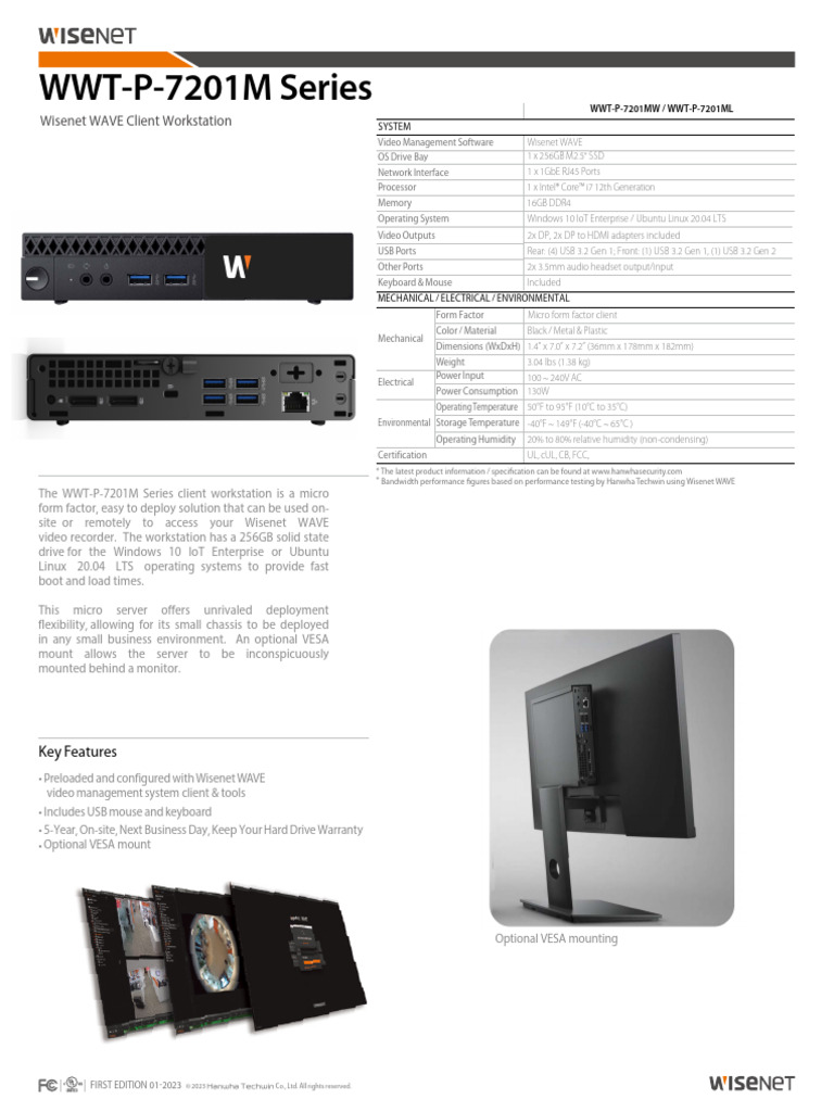 Hoja de Especificaciones WWT-P-7201M | PDF | Usb | Solid State Drive