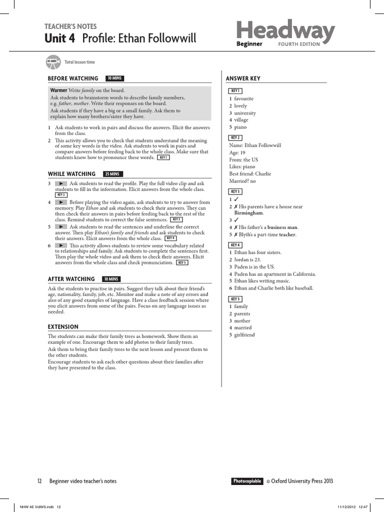 Ethan Family Video Worksheet | PDF | Human Communication