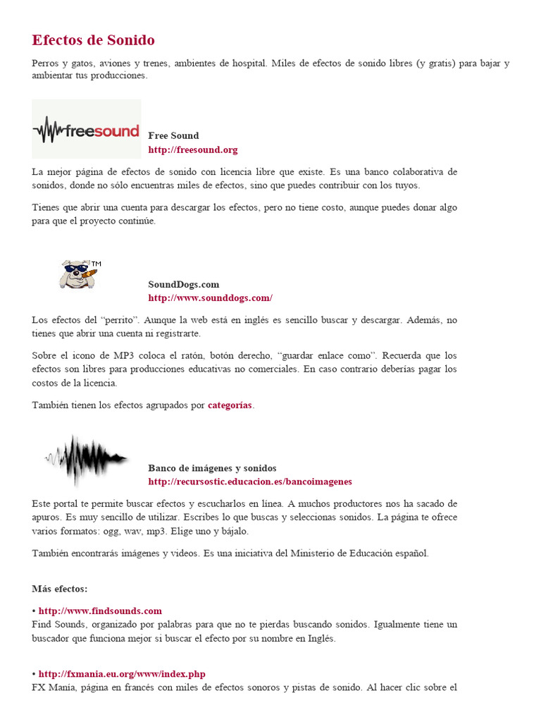 Efectos de Sonido - Radios Libres | PDF