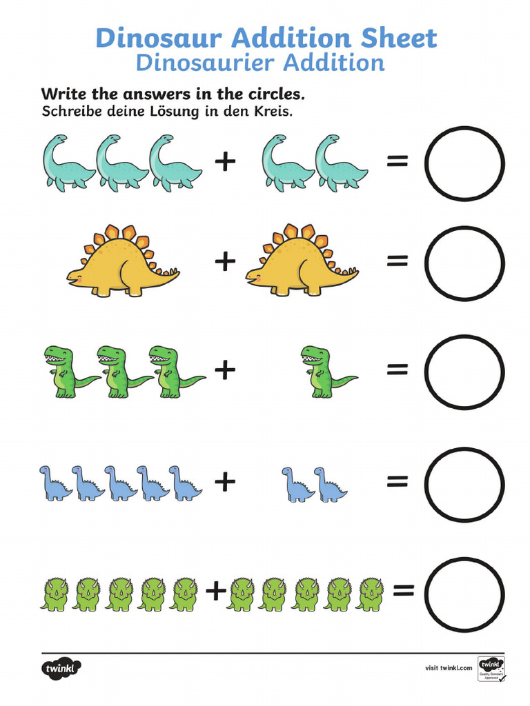 De T T 6615 Dinosaur Up To 20 Addition Sheet | PDF