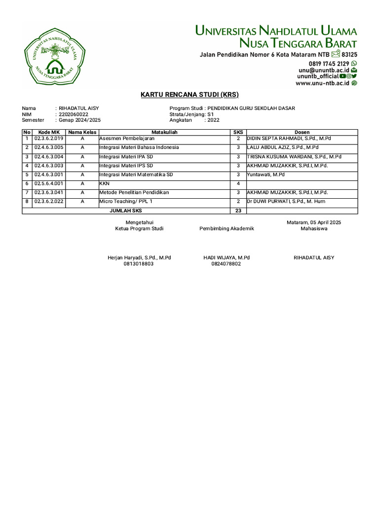 CETAK KARTU RENCANA STUDI - Portal Akademik (2) | PDF