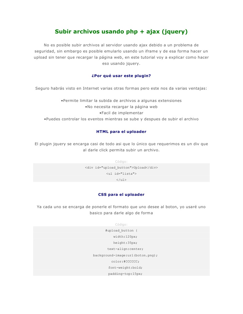 Subir Archivos Usando Php Descargar Gratis Pdf J Query Ajax Programación
