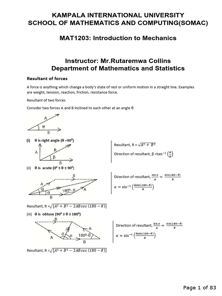 Introduction To Mechanics - 081253 | PDF | Acceleration | Force