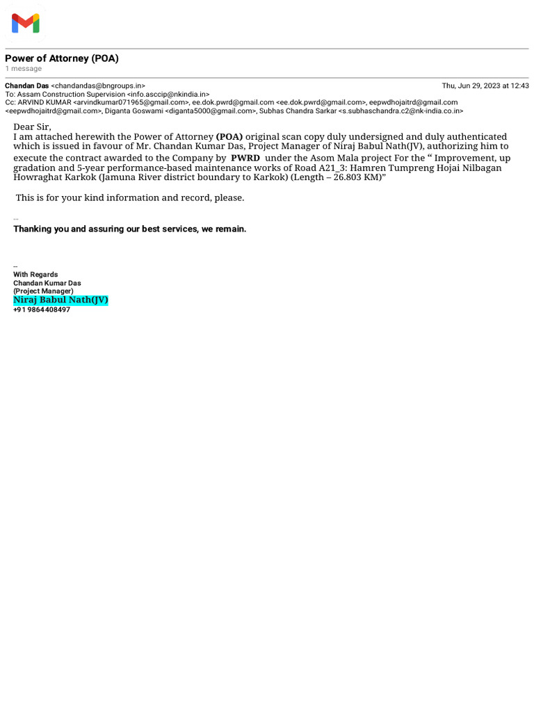 Gmail - Power of Attorney (POA) | PDF