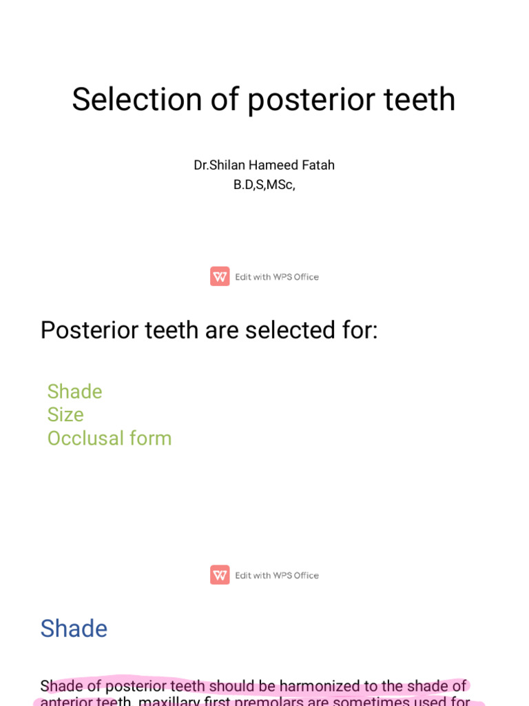 selection-of-posterior-teeth-1-1(1) | PDF | Dentures | Mouth