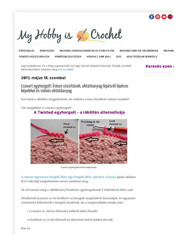 Csavart Egyhorgolt - Írásos Utasítások, Oktatóanyag Lépésről Lépésre | PDF
